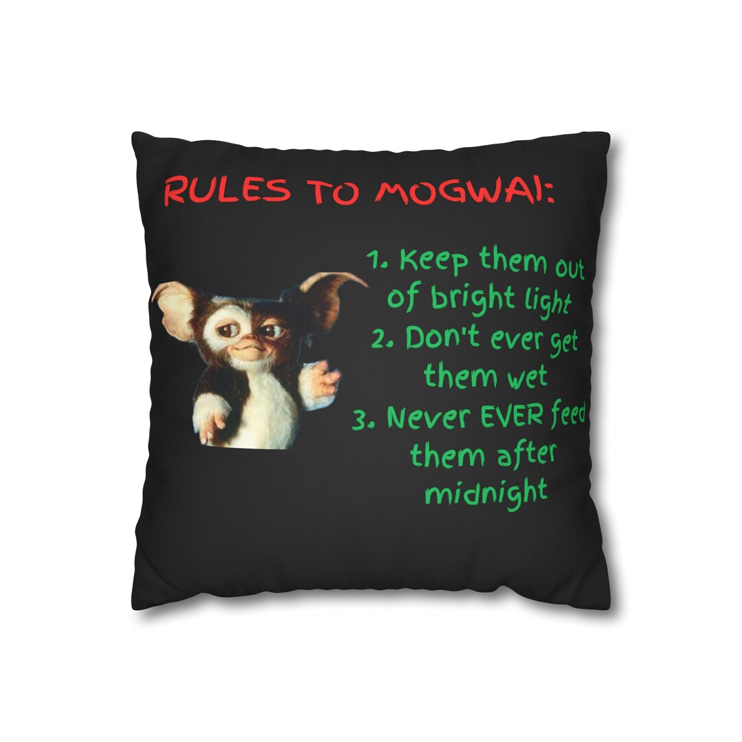 Rules to Mogwai Aka Gremlins Faux Suede Square Pillow Case - Etsy