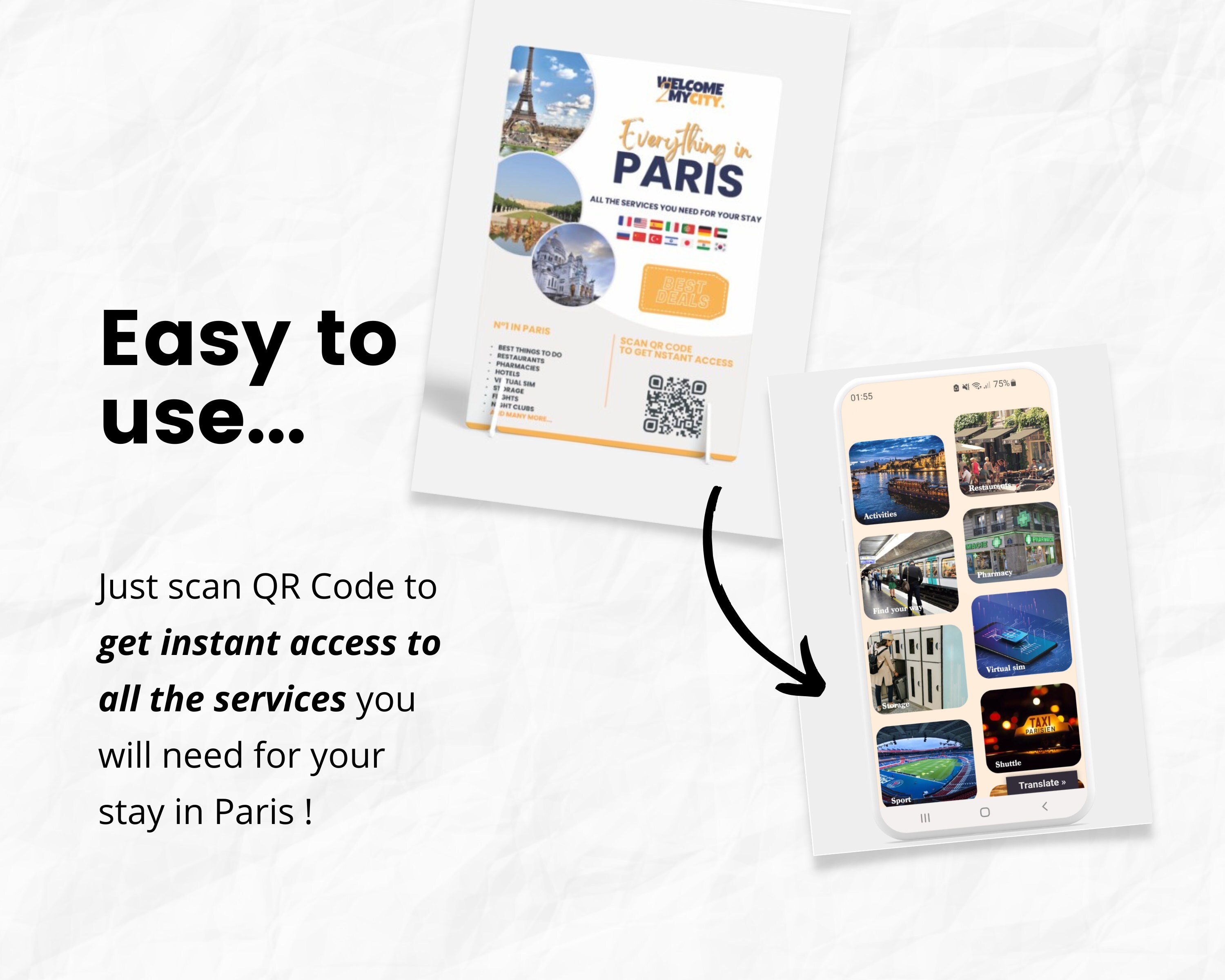 Printable City Guide Paris With QR Code Gift for Airbnb Host Digital ...
