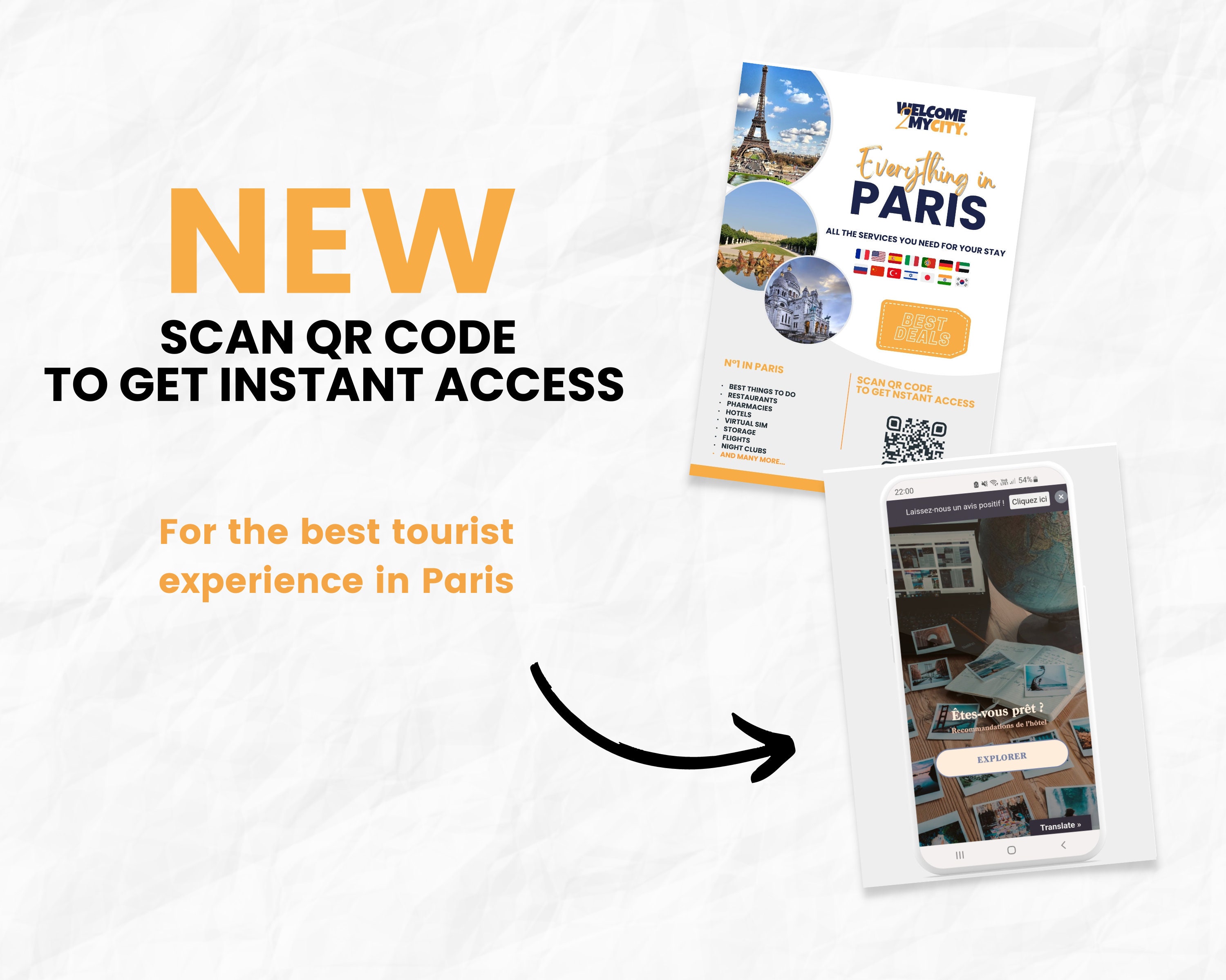 Printable City Guide Paris With QR Code Gift for Airbnb Host Digital ...