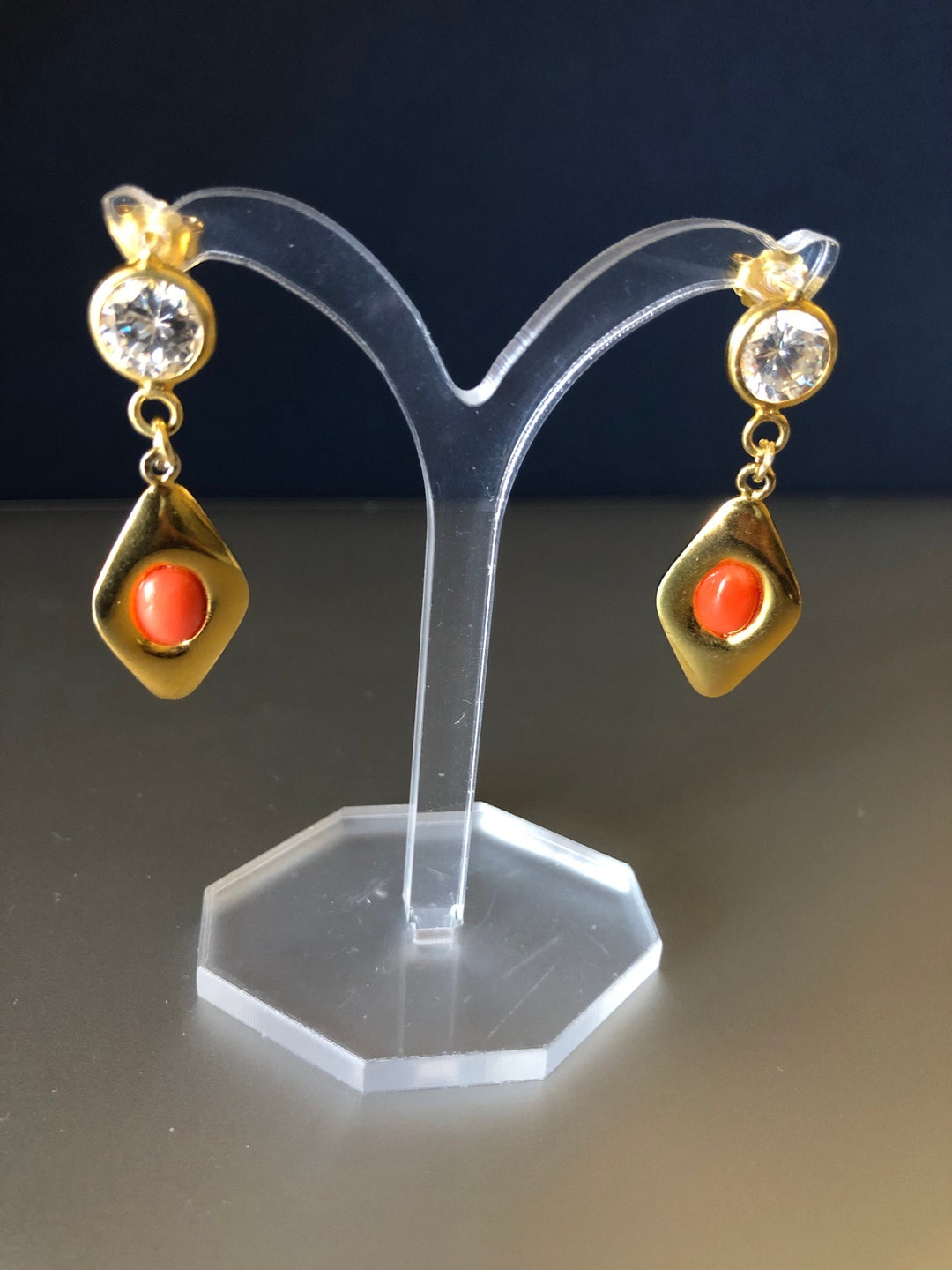 Rhombus Earrings in 925 Silver Grafted With spools in Real Red ...