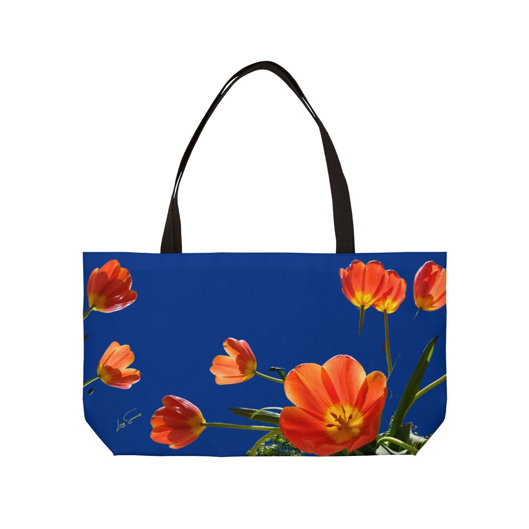 Orange Tulip Bouquet Weekender Tote | Floral Photography Canvas Bag - Etsy