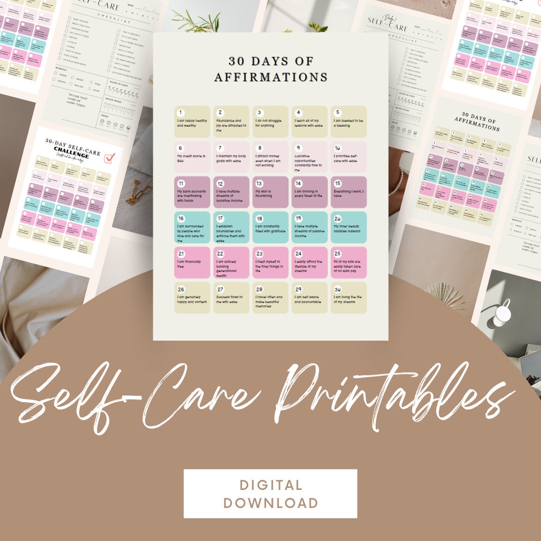 30 Days of Self-care Template | Digital Self-care Template, 30 Day Self ...