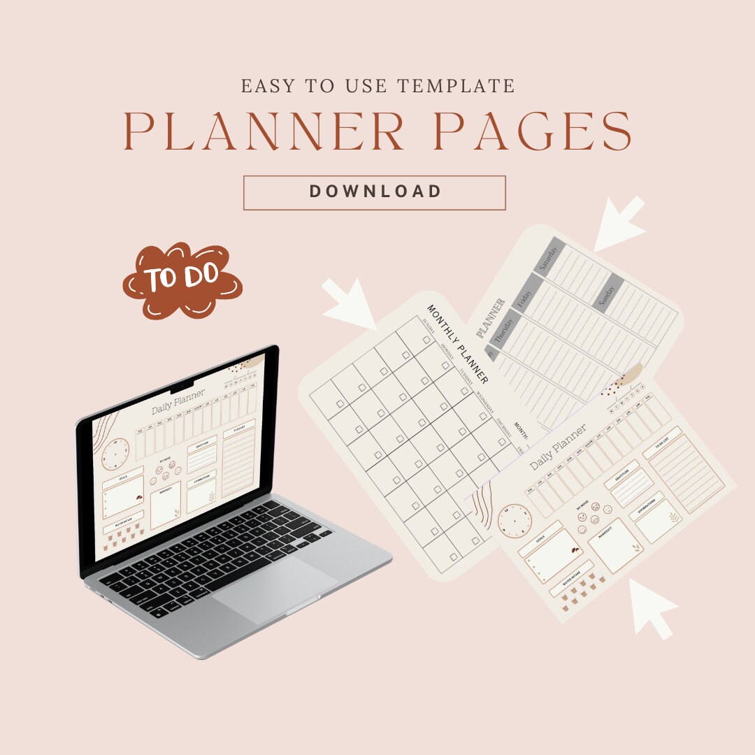 Daily Weekly Monthly Planner Digital Planner, Neutral Planner, Planner ...