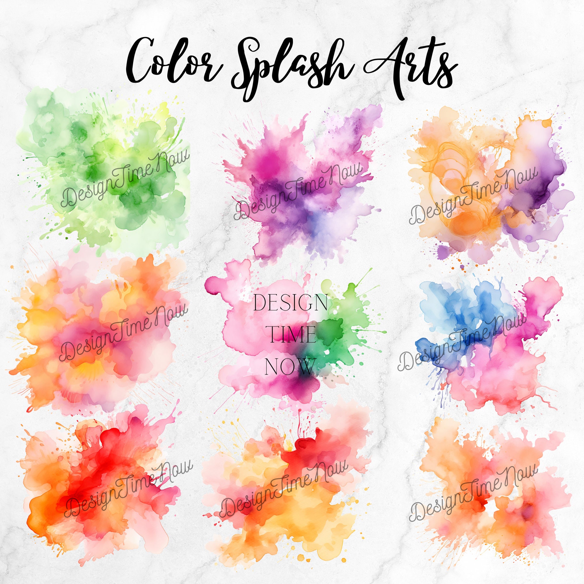 Watercolor Splash Art, 40 PNG Clipart, Commercial Use, Great for ...