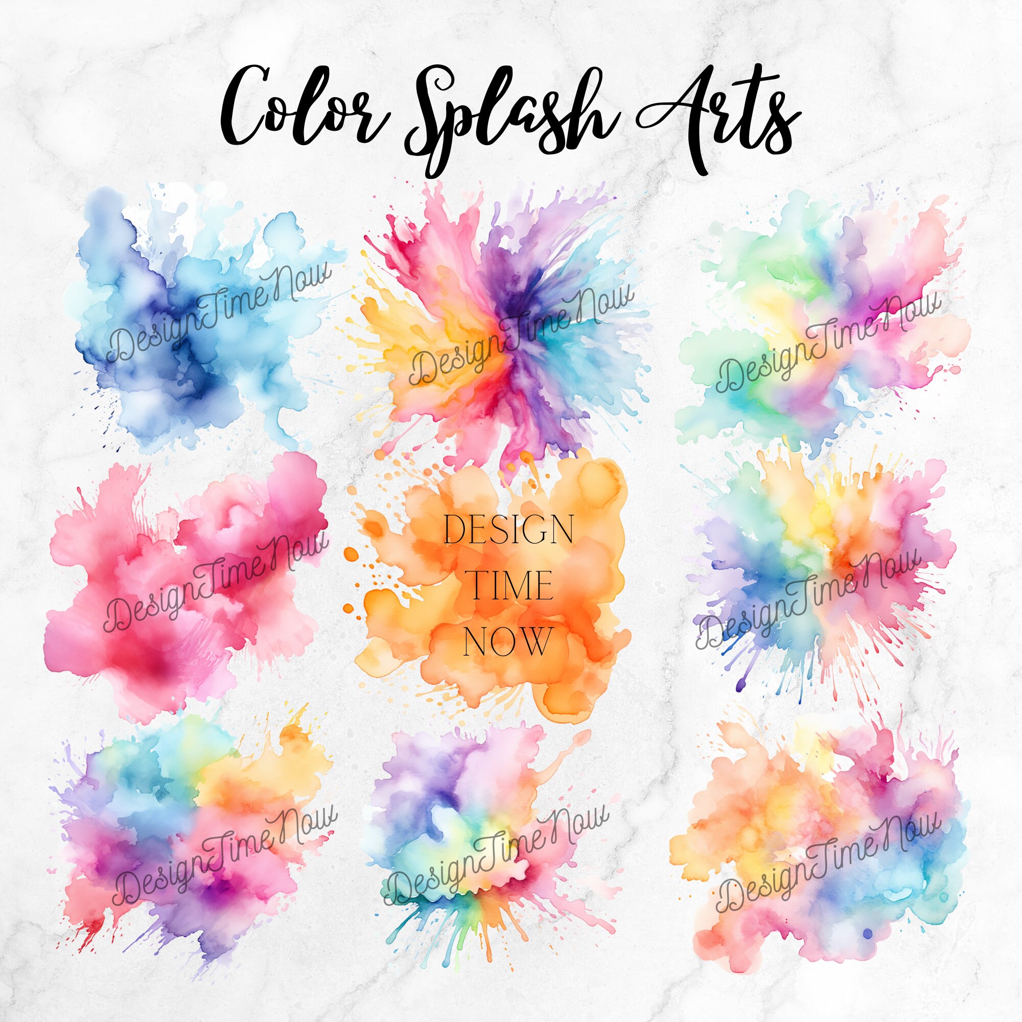 Watercolor Splash Art, 40 PNG Clipart, Commercial Use, Great for ...