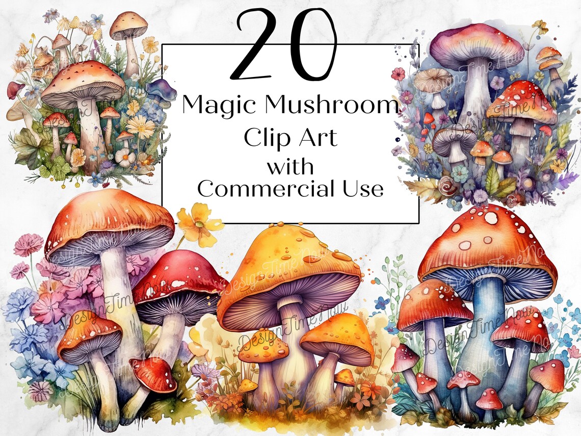 Magical Mushroom PNG Watercolor Clipart Magic Mystic Art - Etsy