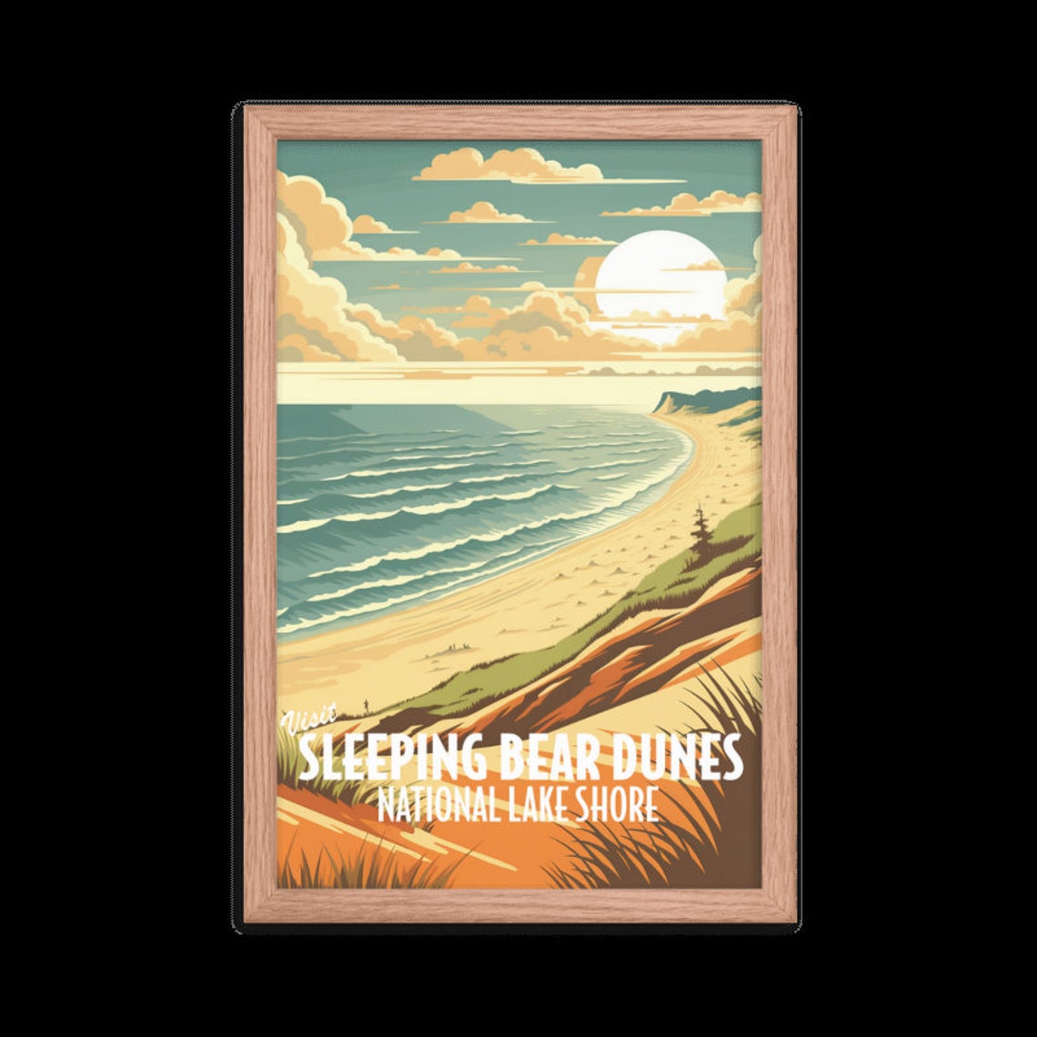 Sleeping Bear Sand Dunes Retro Travel Poster - WPA Style Art Print Pure ...
