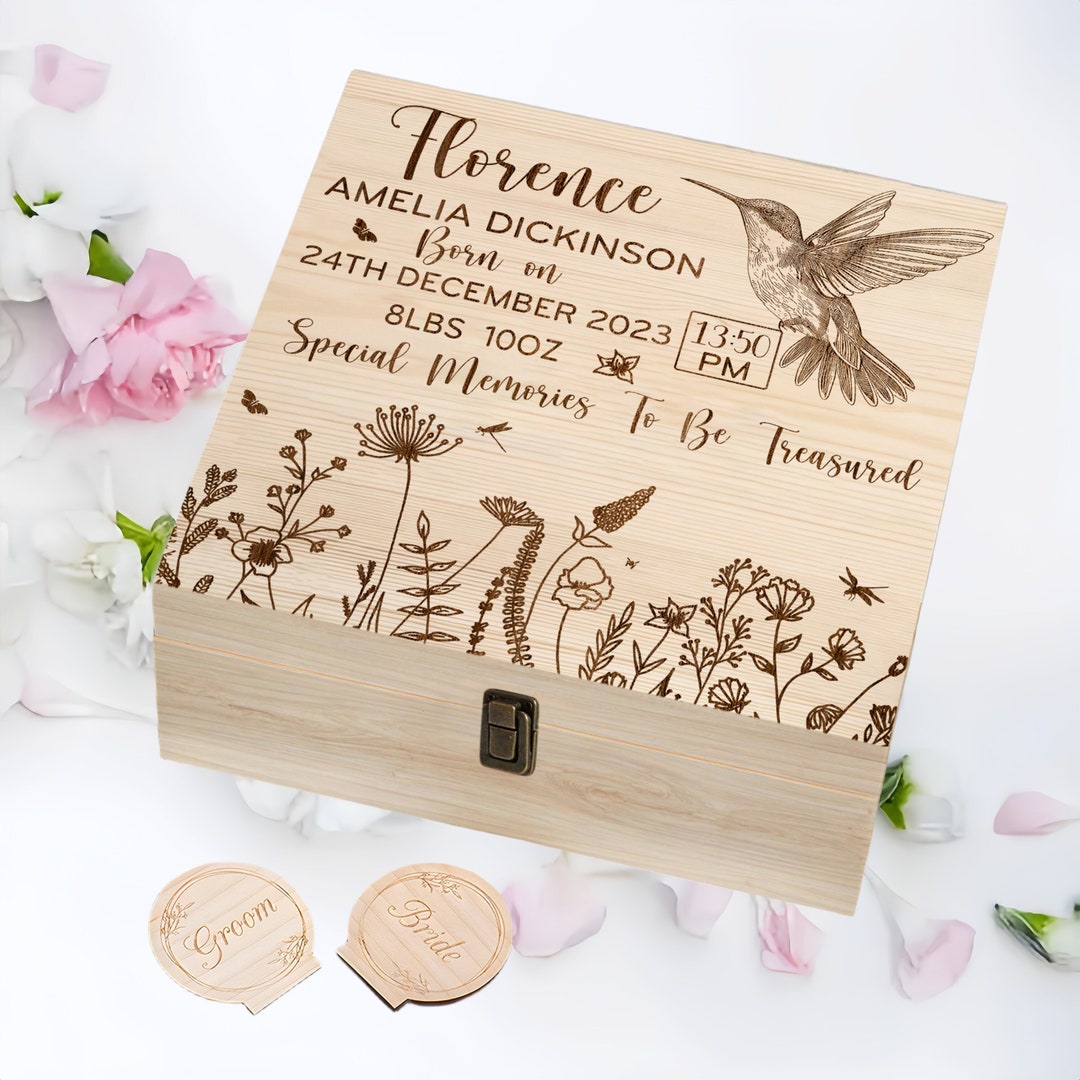 Newborn Baby Wooden Keepsake Box Customized Keepsake Box Personalized ...
