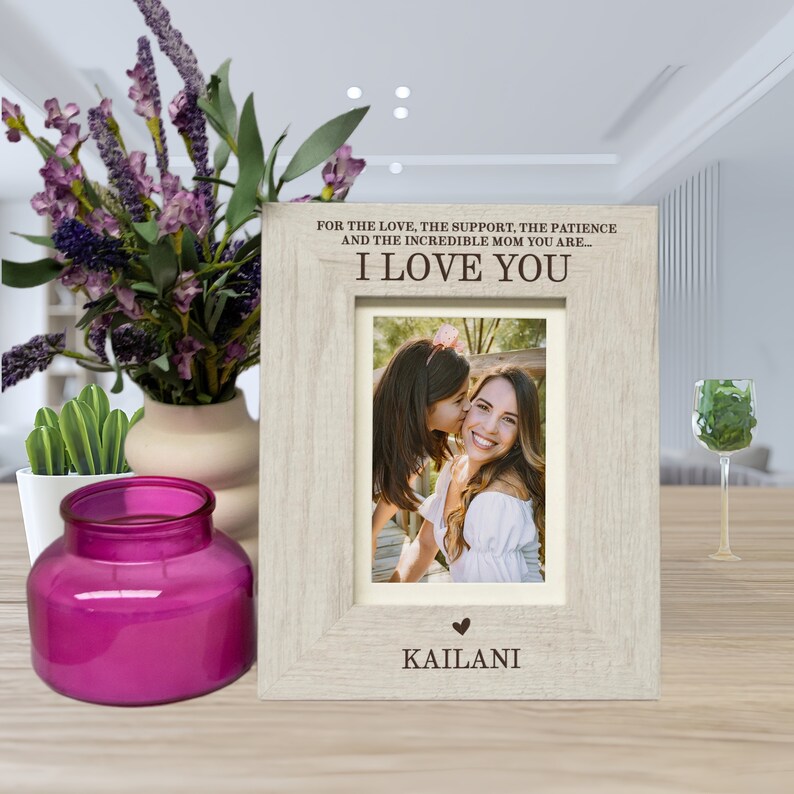 Personalized Love Mom Photo Frame Customized Mother and Daughter Photo ...