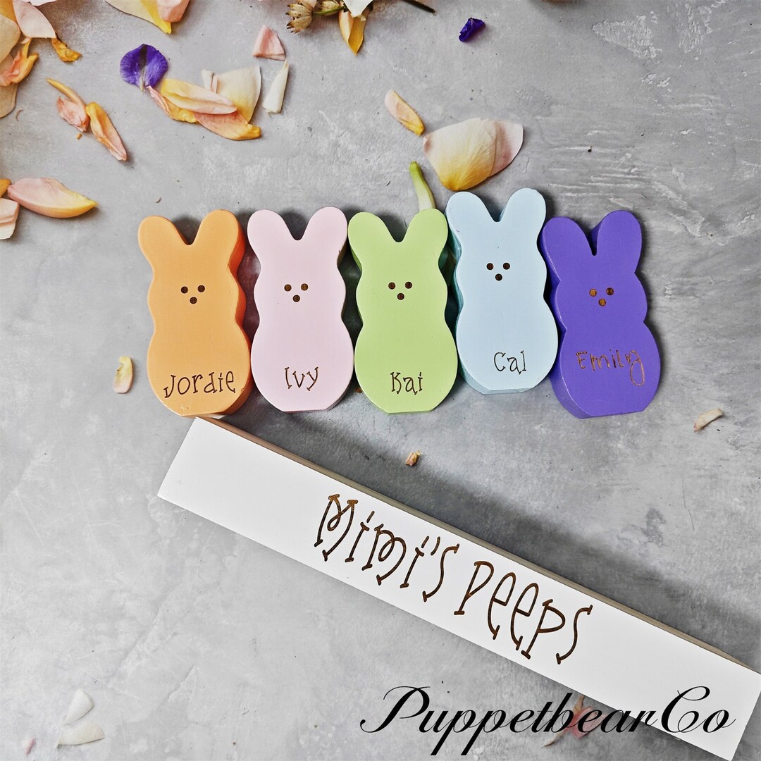 Personalized Easter Peeps Block Set Easter Bunny Wood Blocks Custom ...