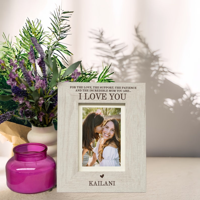 Personalized Love Mom Photo Frame Customized Mother and Daughter Photo ...