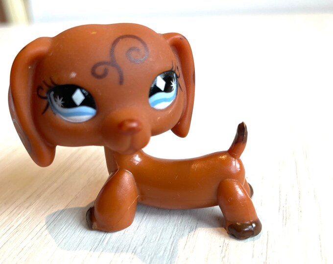 Littlest Pet Shop LPS Authentic #640 Brown Swirl Dachshund Dog Diamond ...