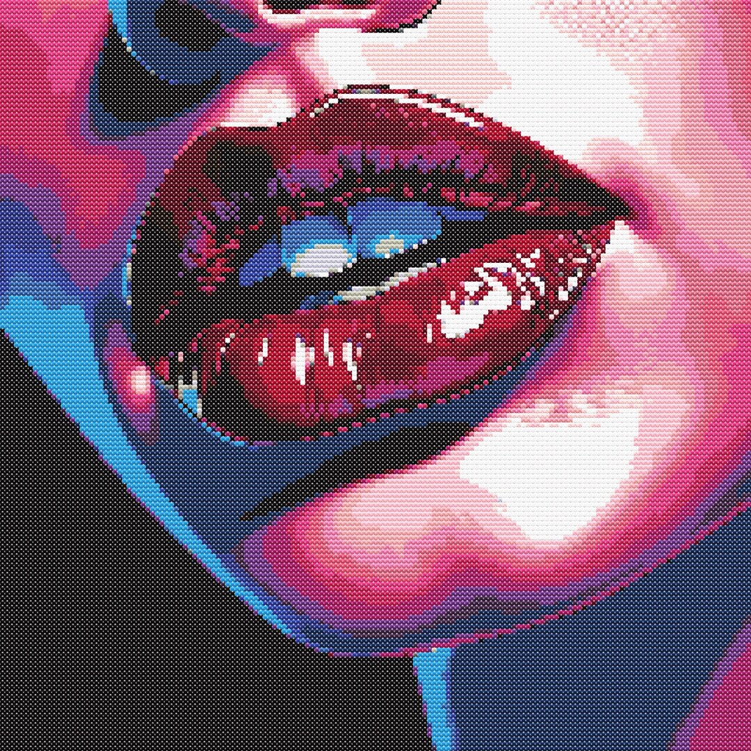 RUBY Cross Stitch Pattern Lips Cross Stitch Chart Pop Art Style Cross ...