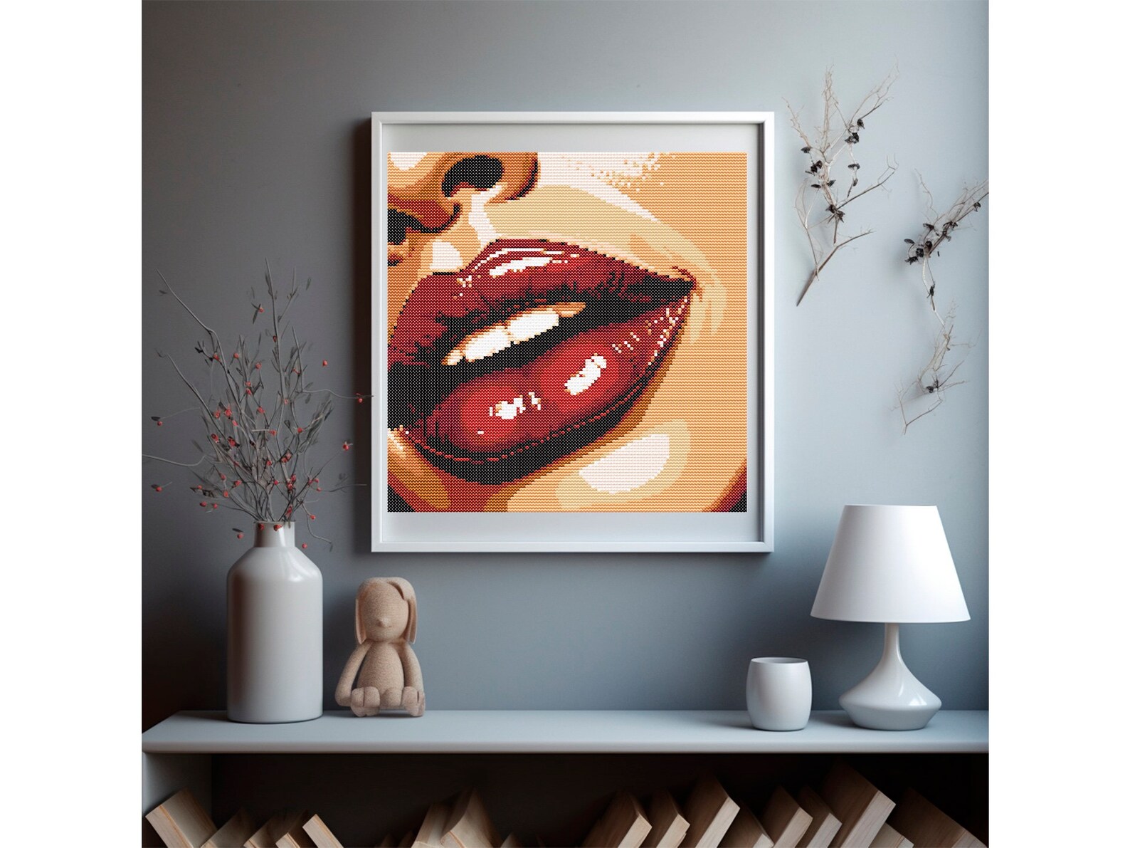 Lips Cross Stitch Pattern, Pop Art, Briana Design (PDF Pattern) - Etsy