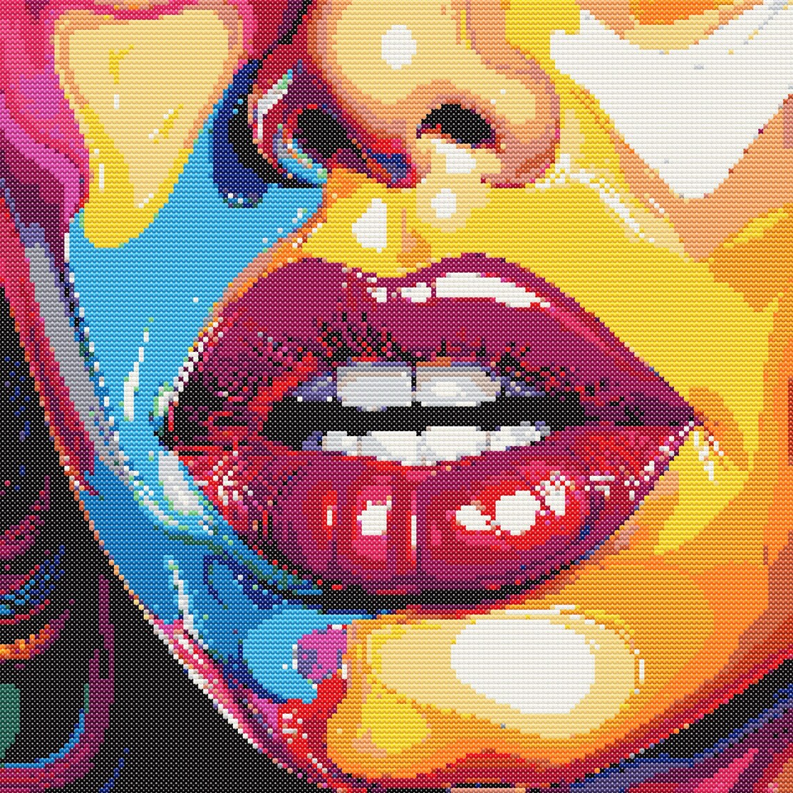ALLEGRA Cross Stitch Pattern, Lips Cross Stitch Chart, Pop Art Style ...