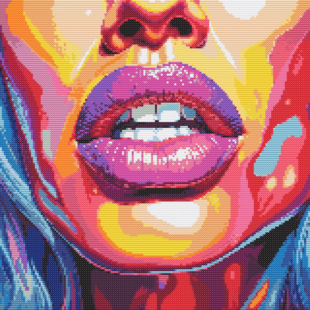 Pop Art Lips Cross Stitch Pattern, Modern Woman (PDF Pattern) - Etsy