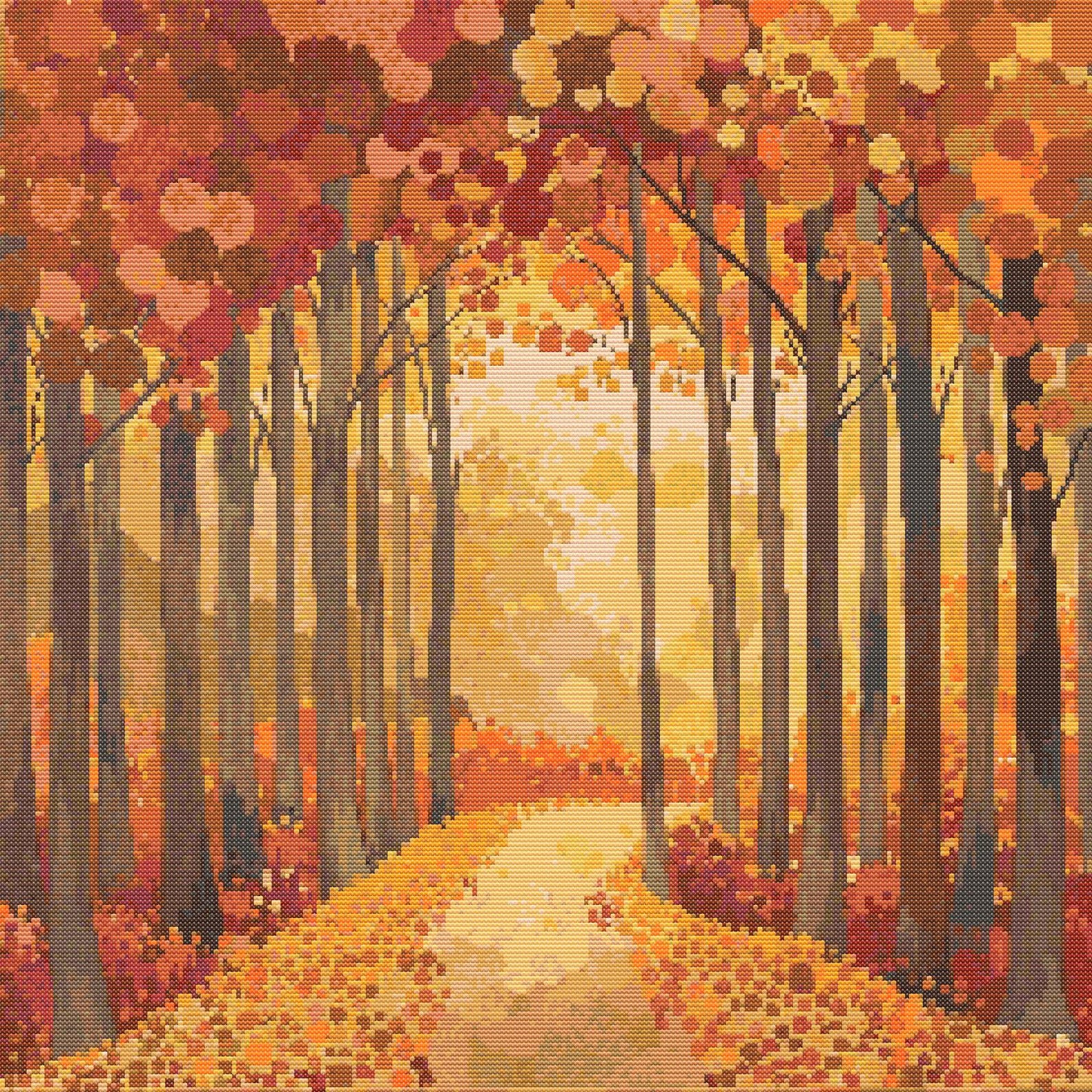 Autumn Forest Cross Stitch Pattern, Nature Woods Scene (PDF) - Etsy