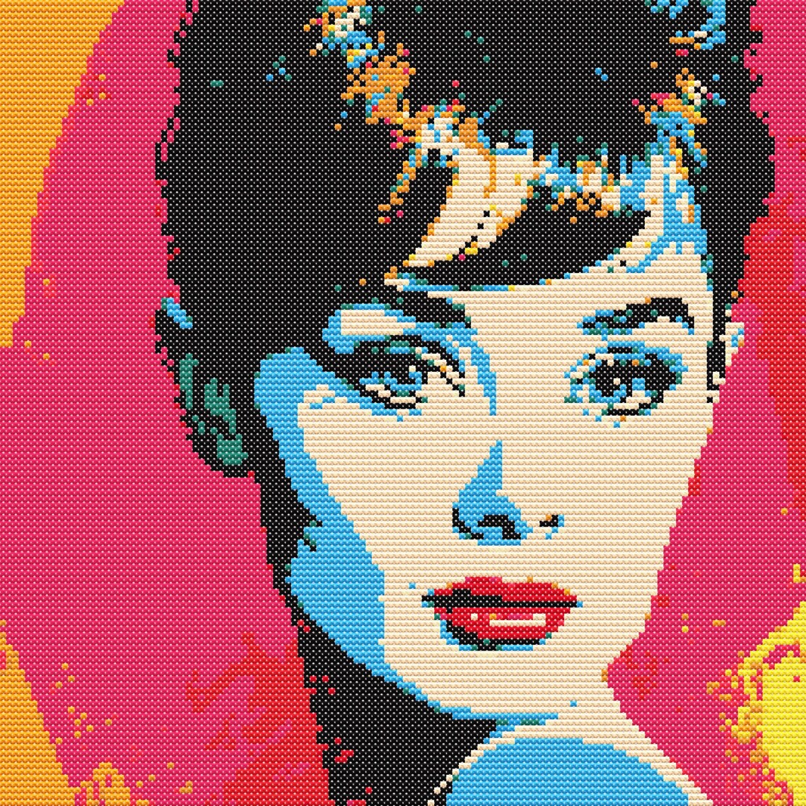 Audrey Hepburn Cross Stitch Pattern, Celebrity Cross Stitch Chart ...