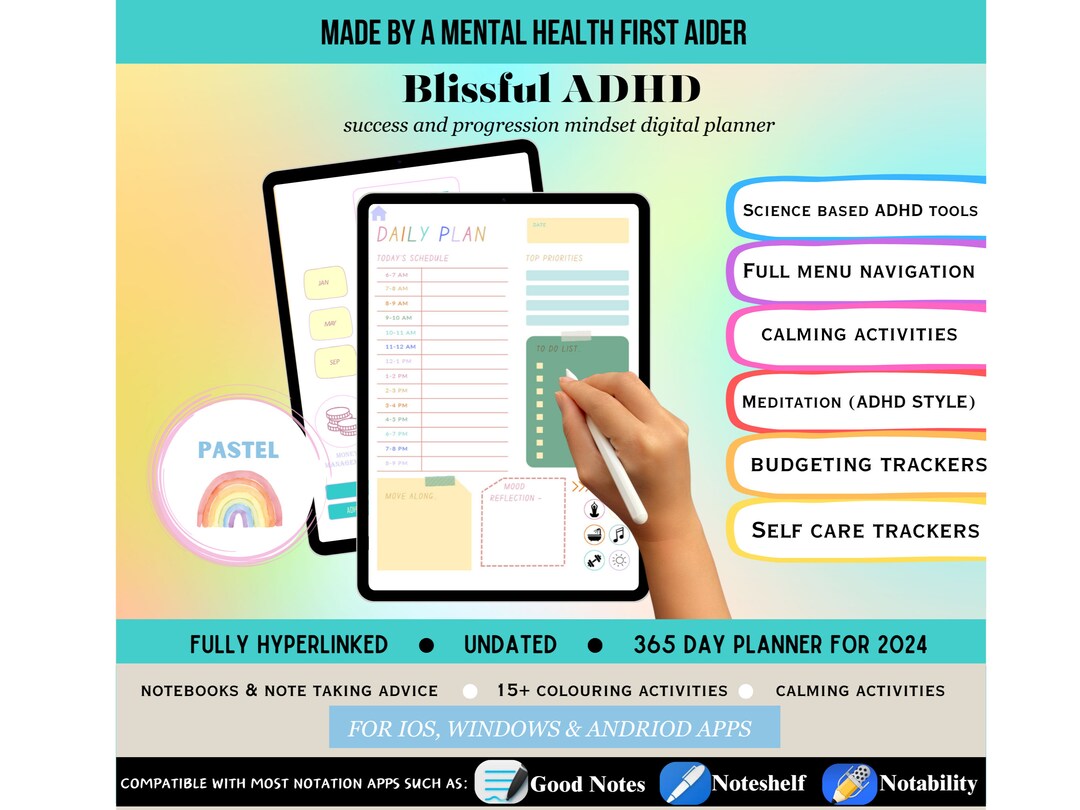 ADHD Digital Planner made by a Mental Health First Aider for Ipad ...