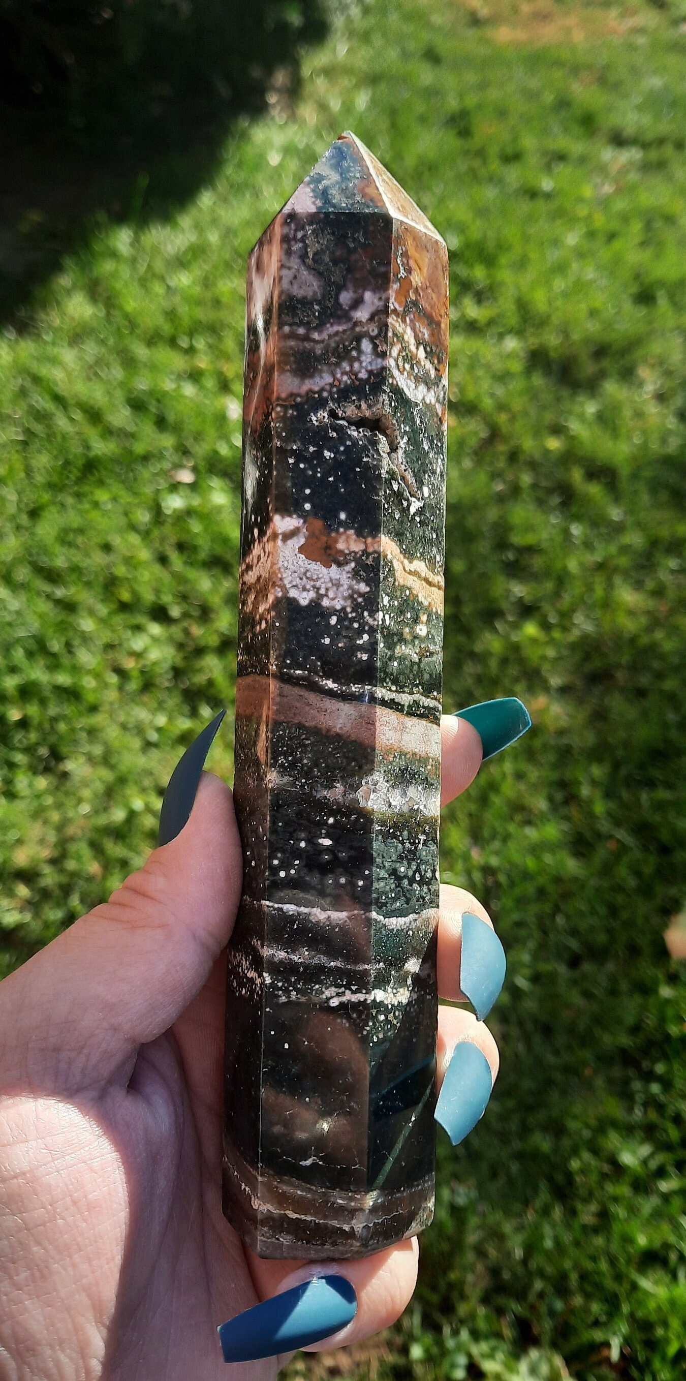 Orbicular Ocean Jasper Tower, High Quality, Energy Stones, Druzy Galaxy ...