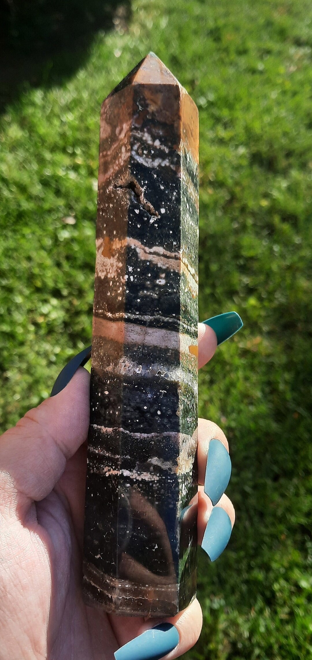 Orbicular Ocean Jasper Tower, High Quality, Energy Stones, Druzy Galaxy ...