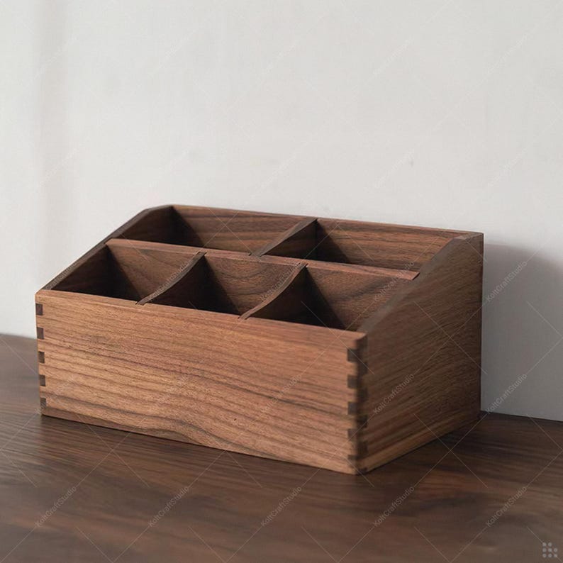 Black Walnut Desktop Organizer Box: Vintage Wood Office Storage - Etsy