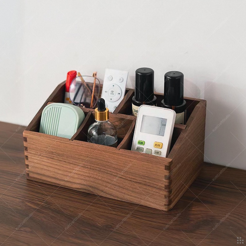 Black Walnut Desktop Organizer Box: Vintage Wood Office Storage - Etsy