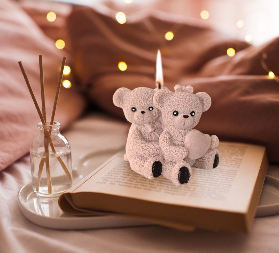 Fuzzy Bear Candle Gift Candle Teddy Bear Candle Cute Candle Soy Wax ...