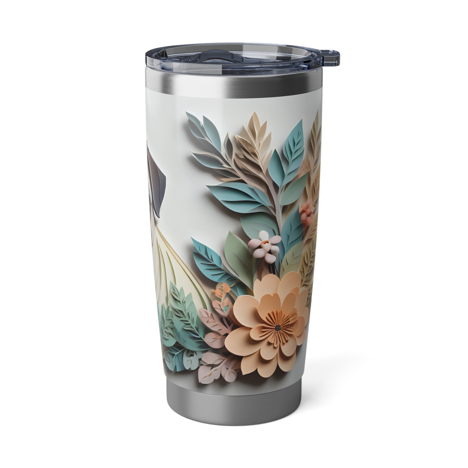 Pug Art 20 Oz Stainless Steel Tumbler With Papercut-style Pug Design ...