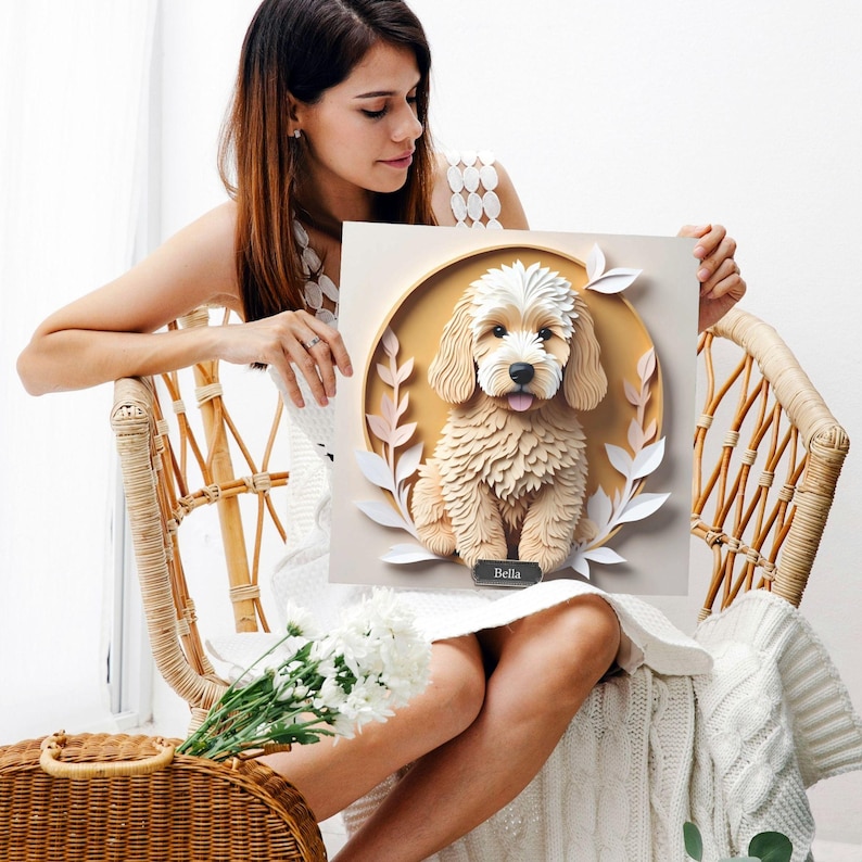 Personalized Labradoodle Canvas Print: 3D Illusion Dog Memorial Art - Etsy