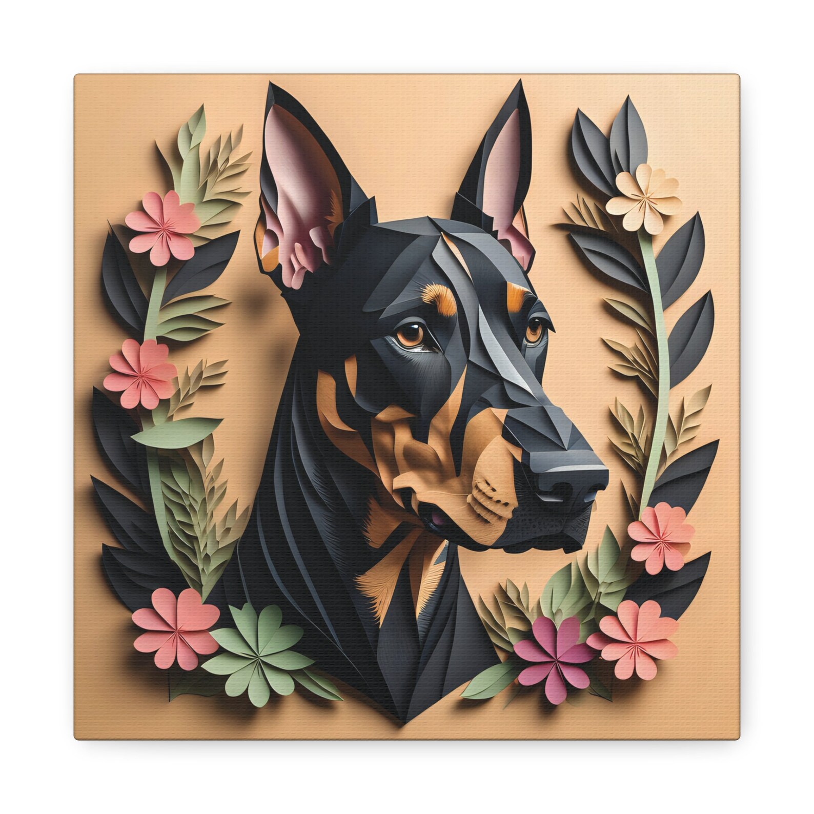 Doberman Portrait on Sandy Background With Name Personalization in ...