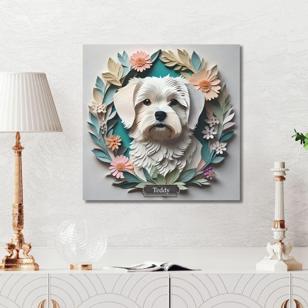 Personalized Maltese Memorial Canvas: Faux Papercut Dog Portrait - Etsy