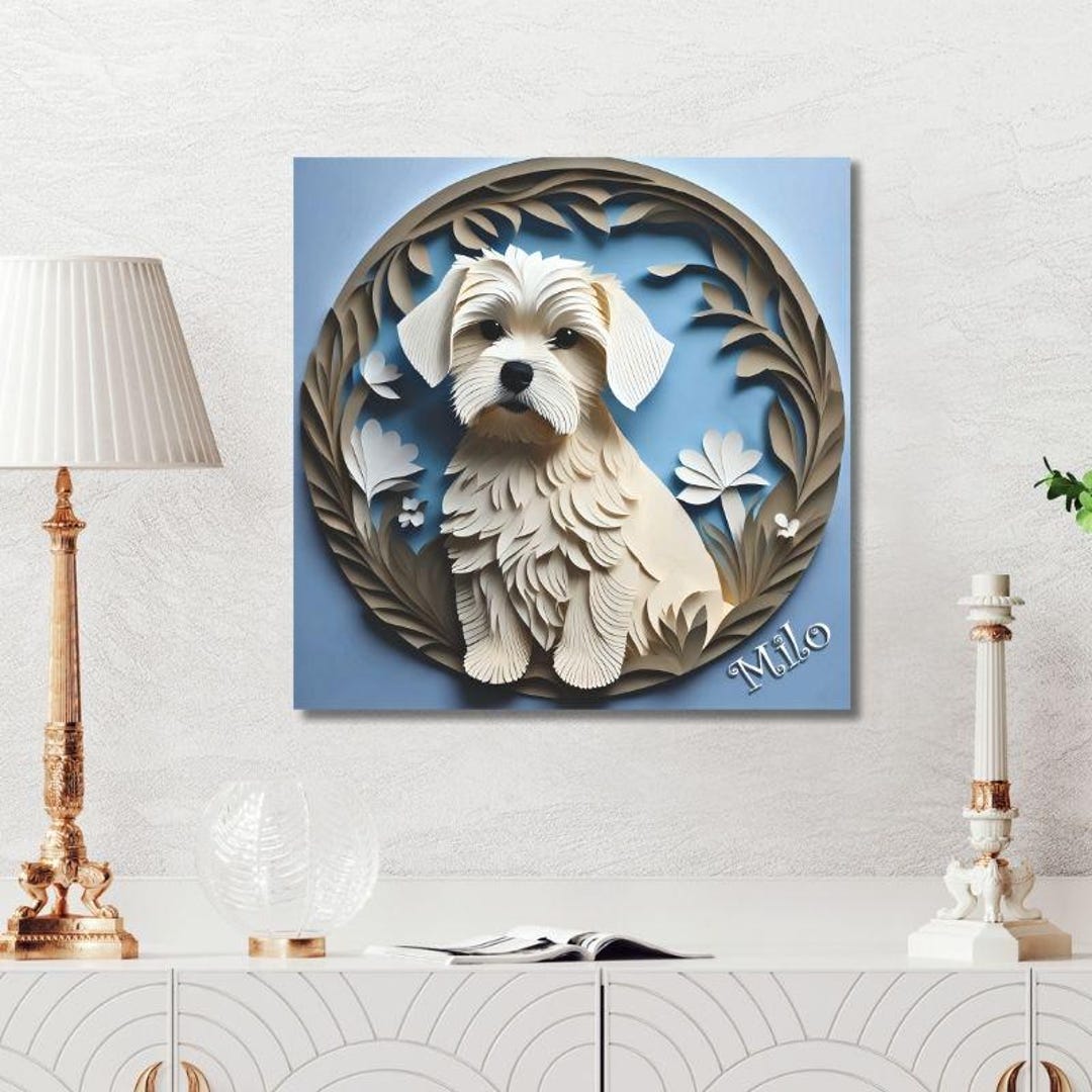 Maltese Dog Portrait: Vintage Floral Pet Memorial Canvas - Etsy