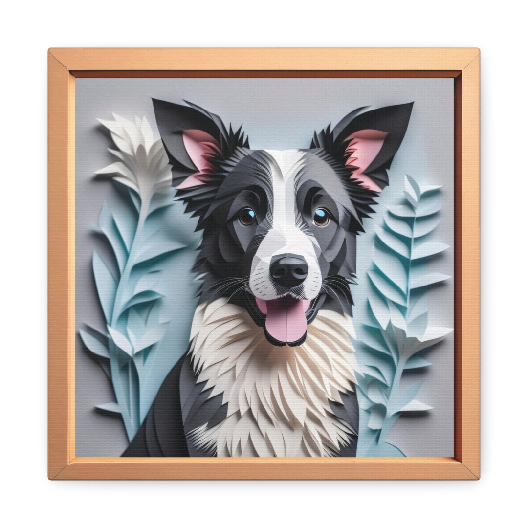 Border Collie Portrait, Papercut Imitation Dog Lover Wall Art, Dog ...