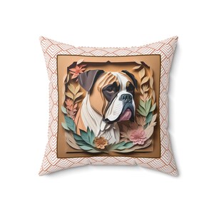 Boxer Boho Square Pillow, Papercut Imitation Design, Boxer Owner ...
