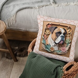 Boxer Boho Square Pillow, Papercut Imitation Design, Boxer Owner ...