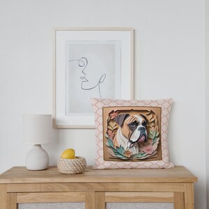 Boxer Boho Square Pillow, Papercut Imitation Design, Boxer Owner ...