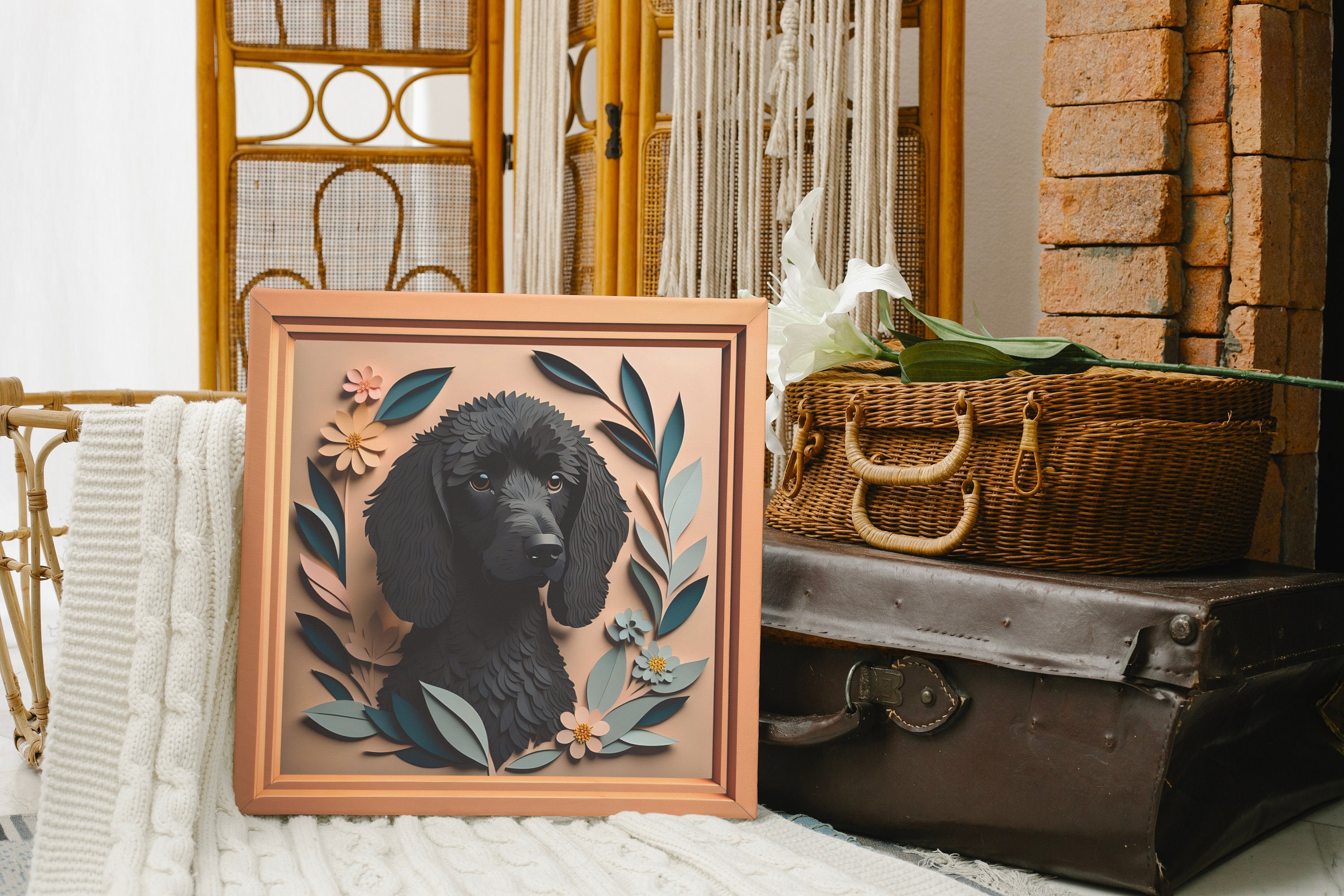 Black Poodle Portrait Pastel Colors Papercut Imitation Dog - Etsy