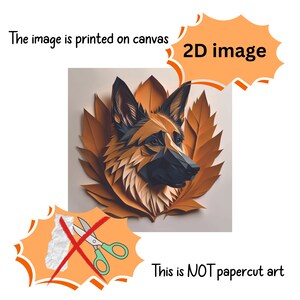 German Shepherd Portrait, Papercut Imitation Dog Lover Wall Art, Dog ...