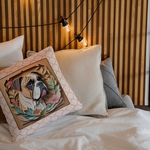 Boxer Boho Square Pillow, Papercut Imitation Design, Boxer Owner ...