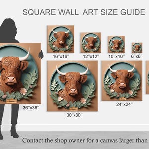 Highland Cow Wall Art - 3D Illusion Style Decor, Highland Cow With ...