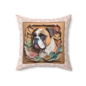 Boxer Boho Square Pillow, Papercut Imitation Design, Boxer Owner ...