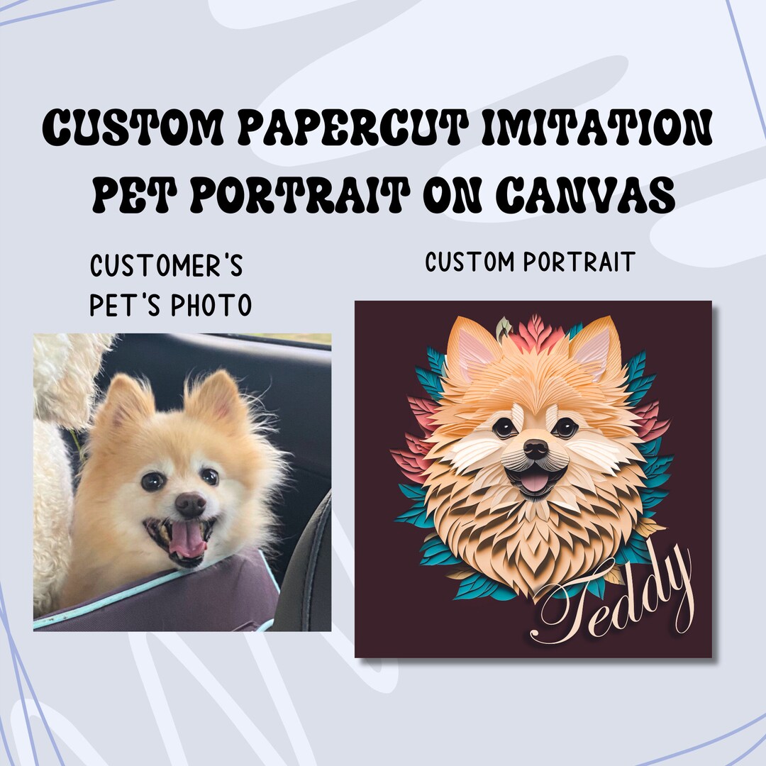 Custom Pet Papercut Imitation Portrait, Dog or Cat Lover Gift ...