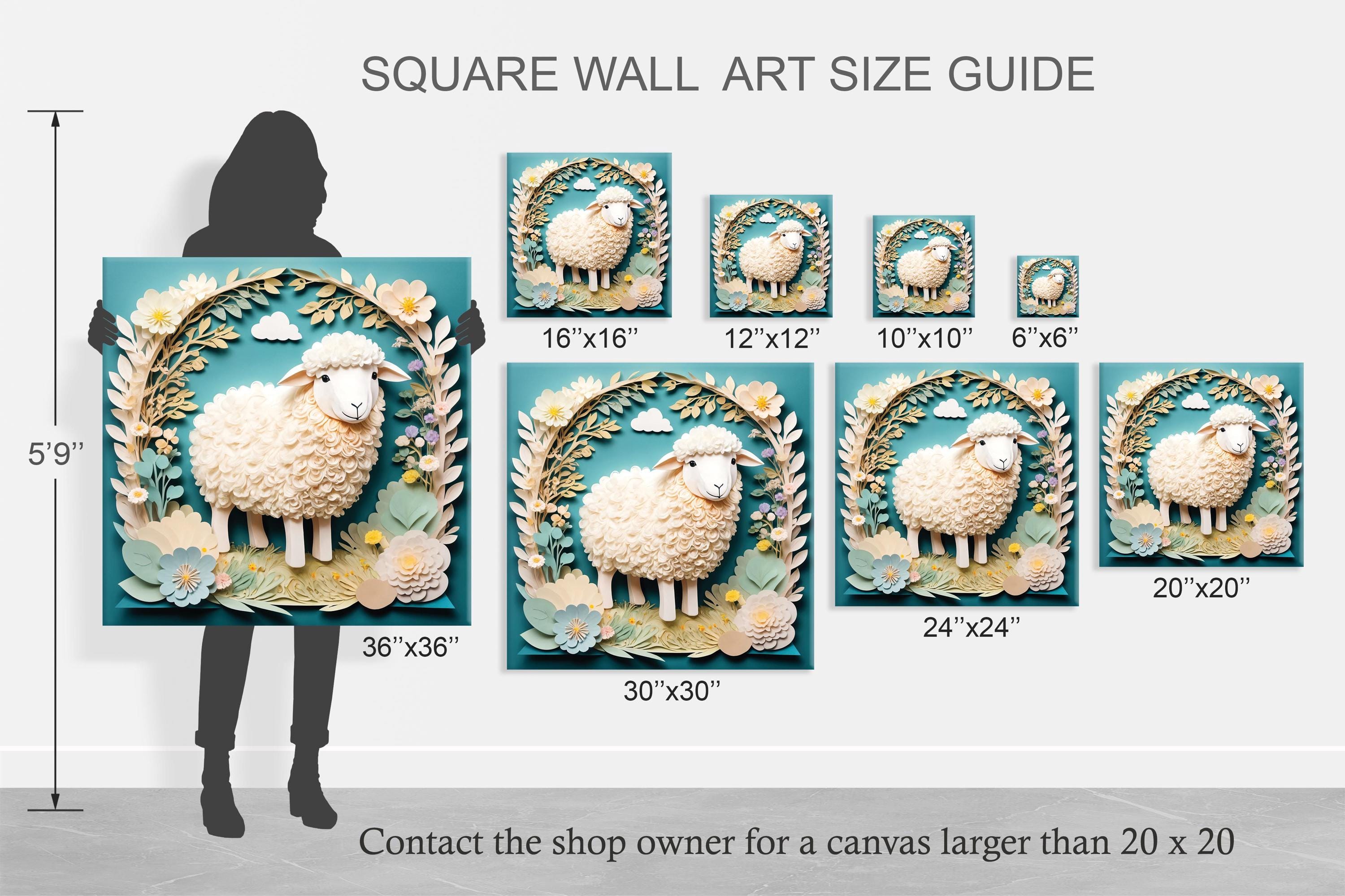 White Sheep Wall Art With Floral and Nature Accents - 3D Illusion Paper ...