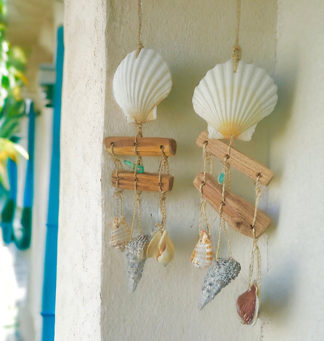 Seashell Wind Chime: Coastal Sea Glass & Coconut Decor - Etsy