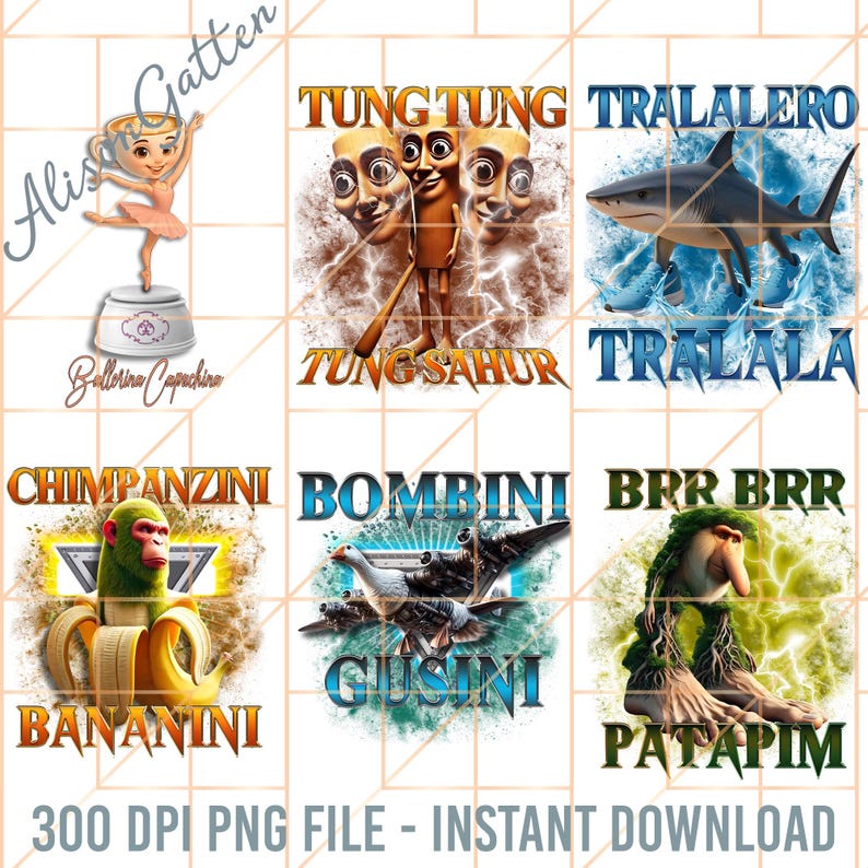 Brainrot Png Bundle, Bombini Gusini Png, Funny Ramadan Character Png ...