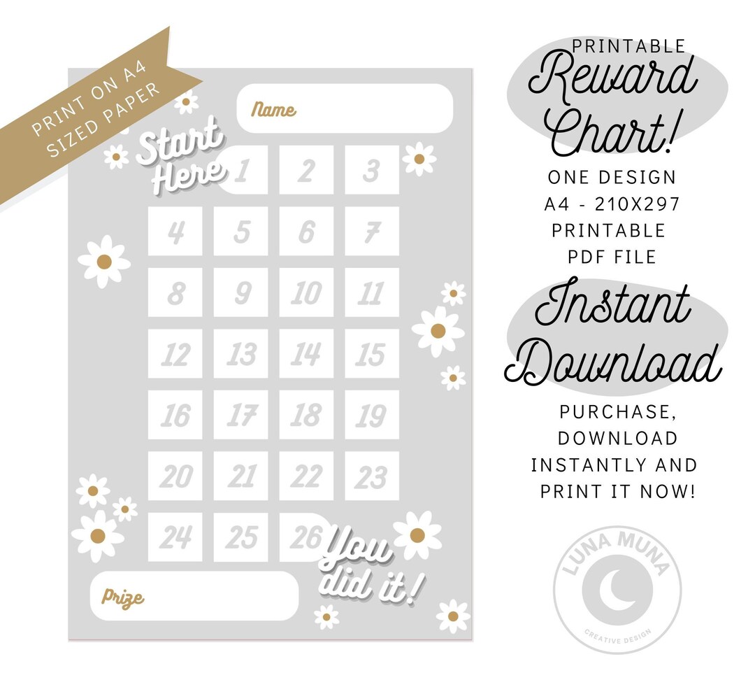 Cute Daisy Reward Chart - Etsy