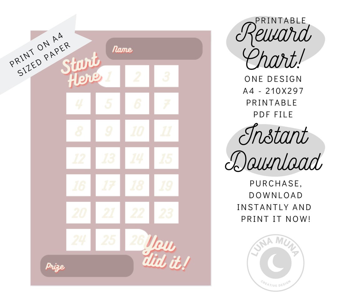 Pink Reward Chart - Etsy