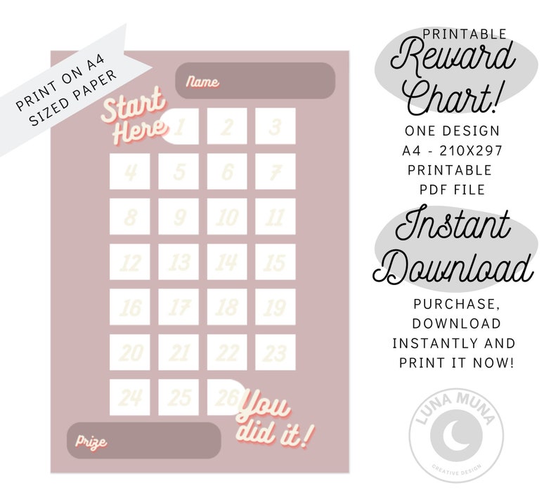 Pink Reward Chart - Etsy