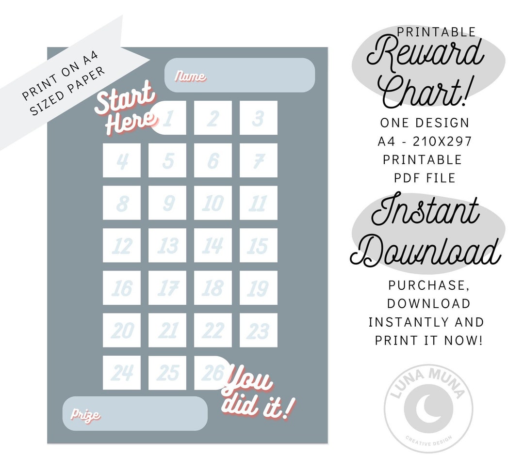 Blue Reward Chart - Etsy